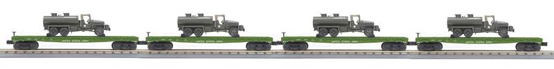 U.S. Army 4-Car Flat Car w/6x6 Tank Truck Set