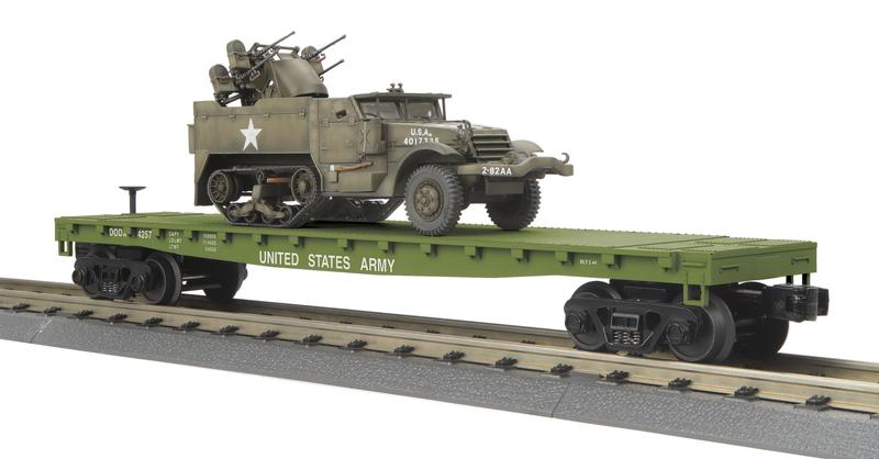 30-76746 U.S. Army Flat Car w/(1) Half-Track M16 Scout Car