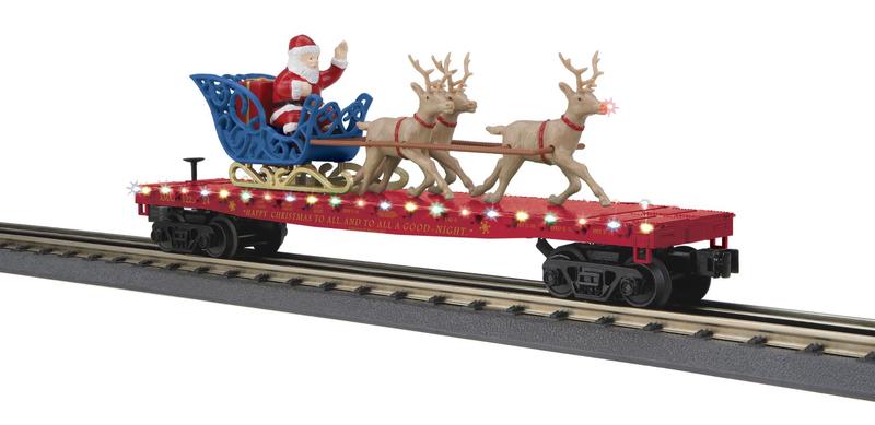 30-76946 RailKing North Pole Flat Car w/LED Lights, Santa Sleigh ...