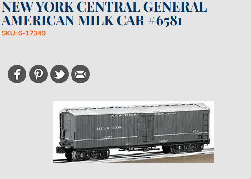 6-17349 New York Central General American Milk Car #6581